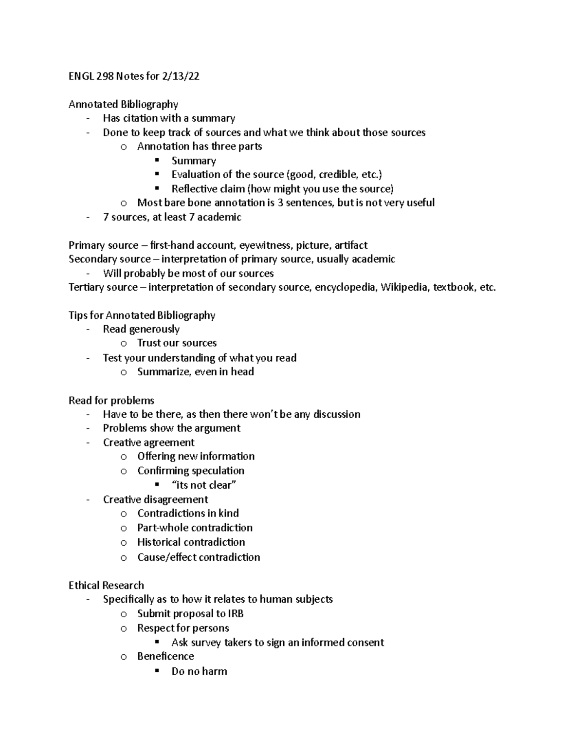Annotated Bibliography Notes And Tips - Engl 298 Notes For 2 13