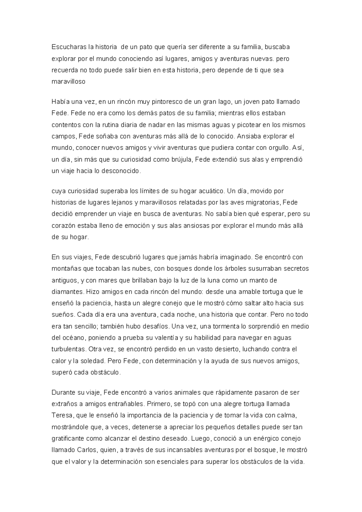 cuento descriptivo - Escucharas la historia de un pato que quería ser ...