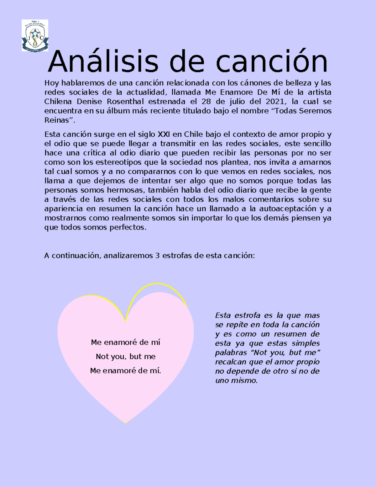 Análisis de canción - analisis - Análisis de canción Hoy hablaremos de ...
