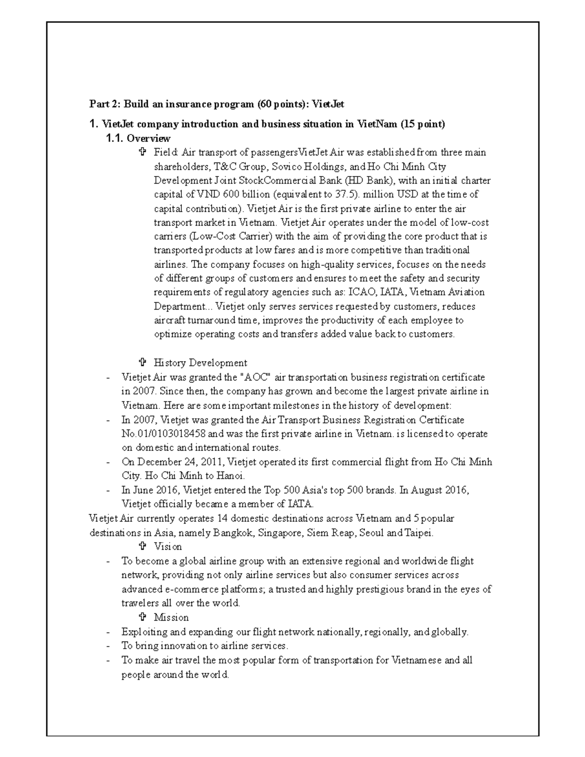 Vietjet - It's good - Part 2: Build an insurance program (60 points ...