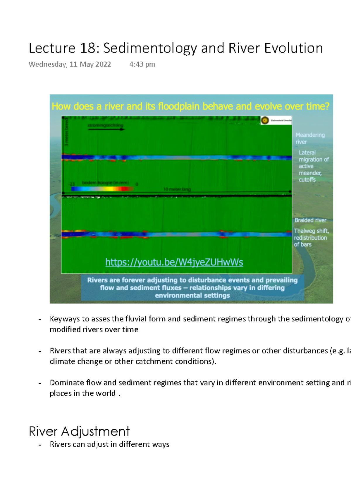 Lecture 18 Sedimentology and River Evolution - Lecture 18 ...