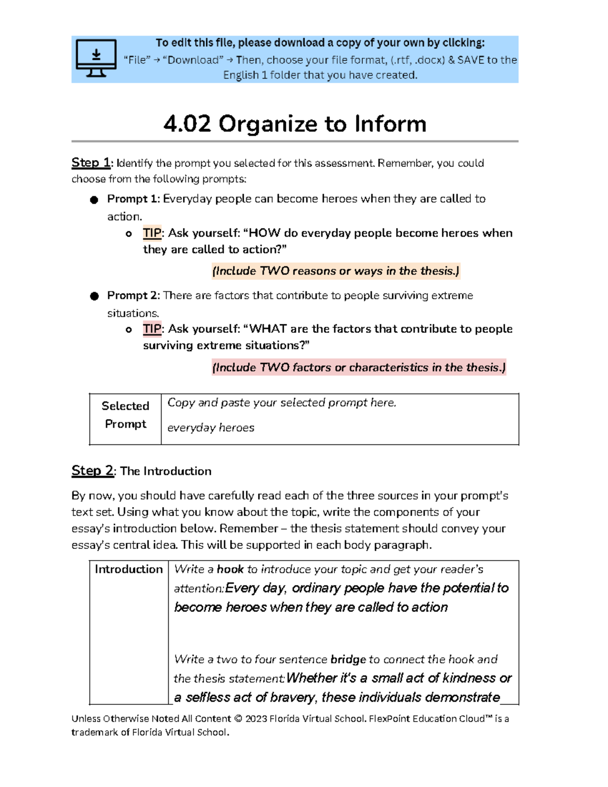 4.02 Organize to Inform - 4 Organize to Inform Step 1: Identify the ...