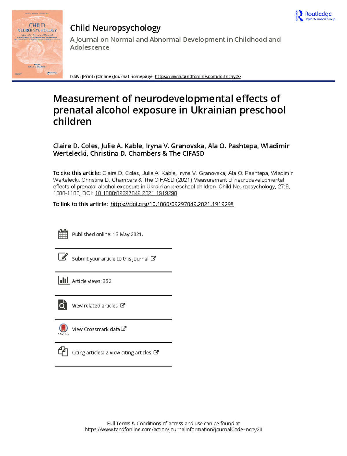 Measurement of neurodevelopmental effects of prenatal alcohol exposure ...