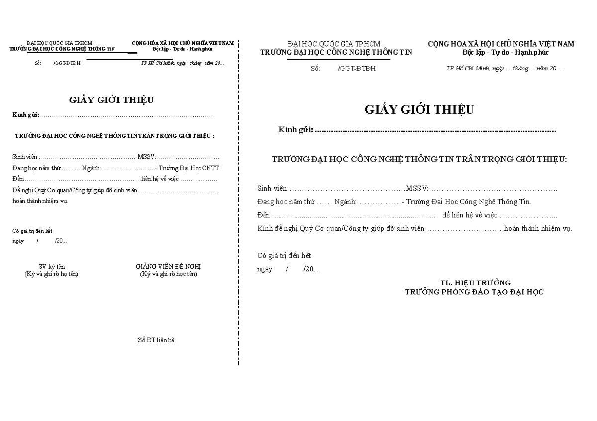 Mau 12-giay gioi thieu dieu chinh - GIẤY GIỚI THIỆU Kính - Studocu