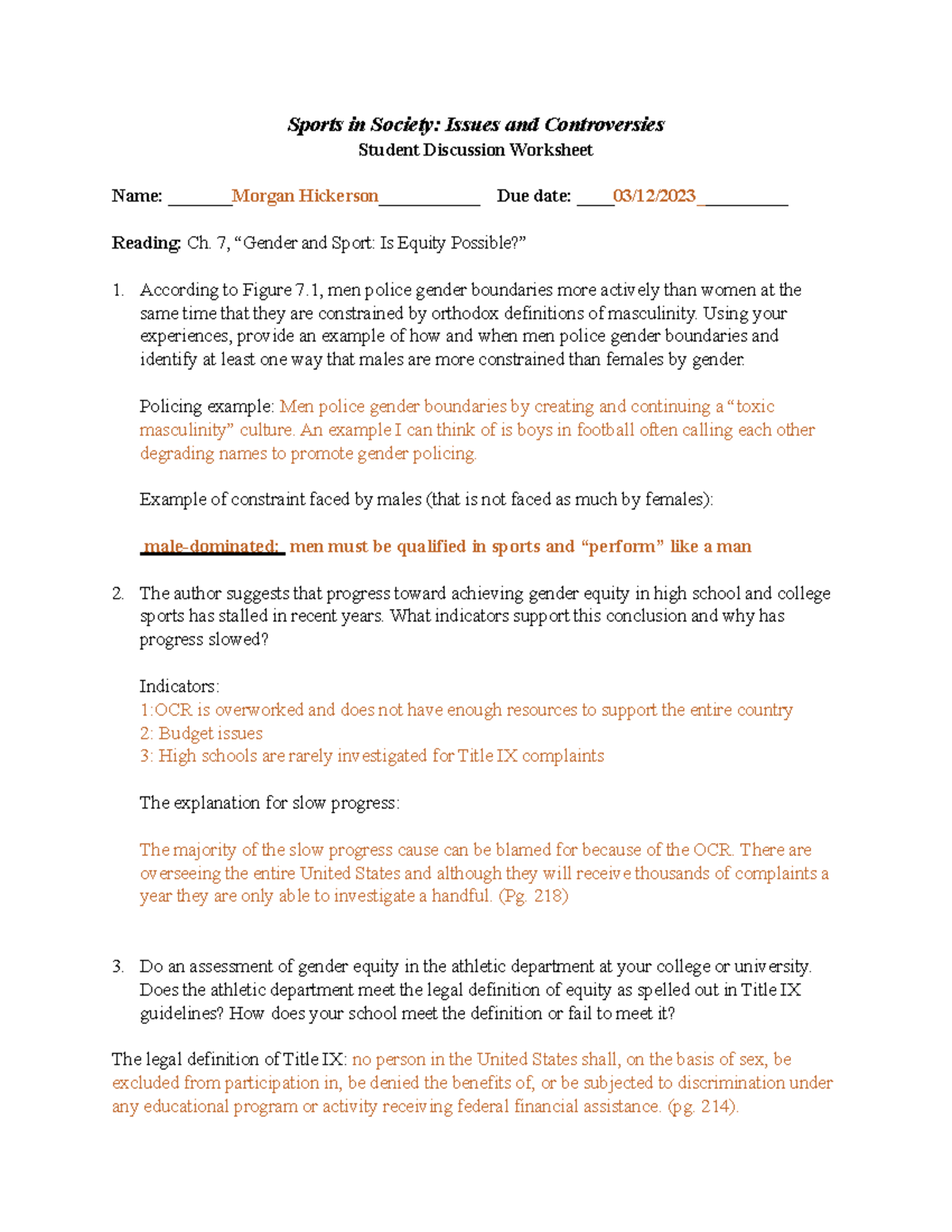 Chapter 7 Discussion Questions - Sports in Society: Issues and ...