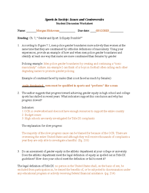 Chapter 1 Discussion Questions - Sports in Society: Issues and ...