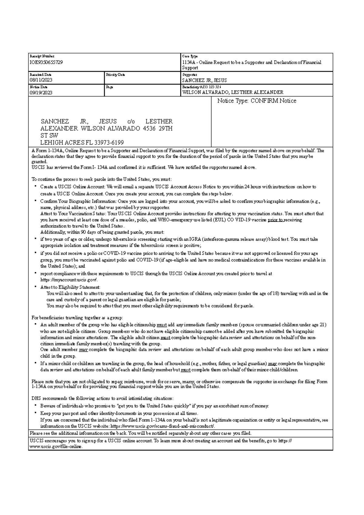 2023919 - ASISGNACIONES DE TRABAOKO - Receipt Number IOE Case Type ...