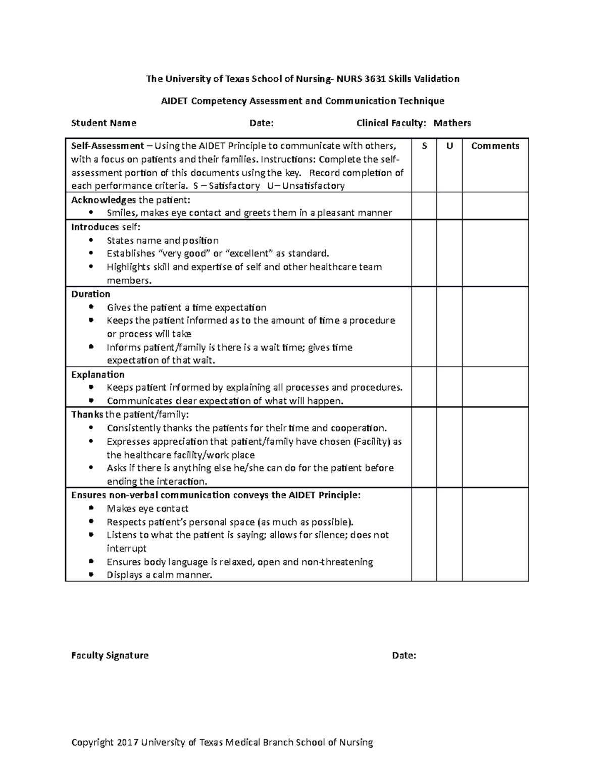 Aidet VS Validation Form - The University of Texas School of Nursing ...