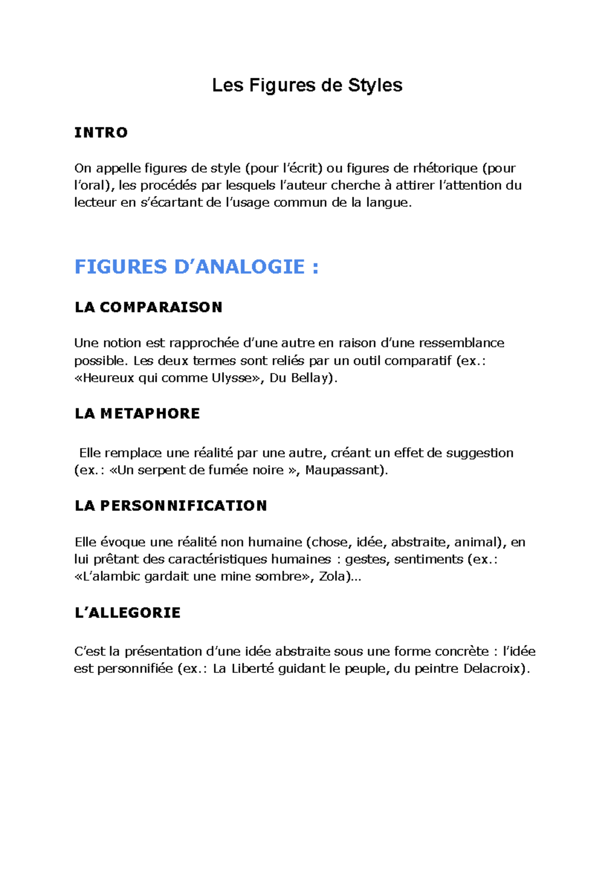 Les Figures de Styles en Français - Les Figures de Styles INTRO On ...