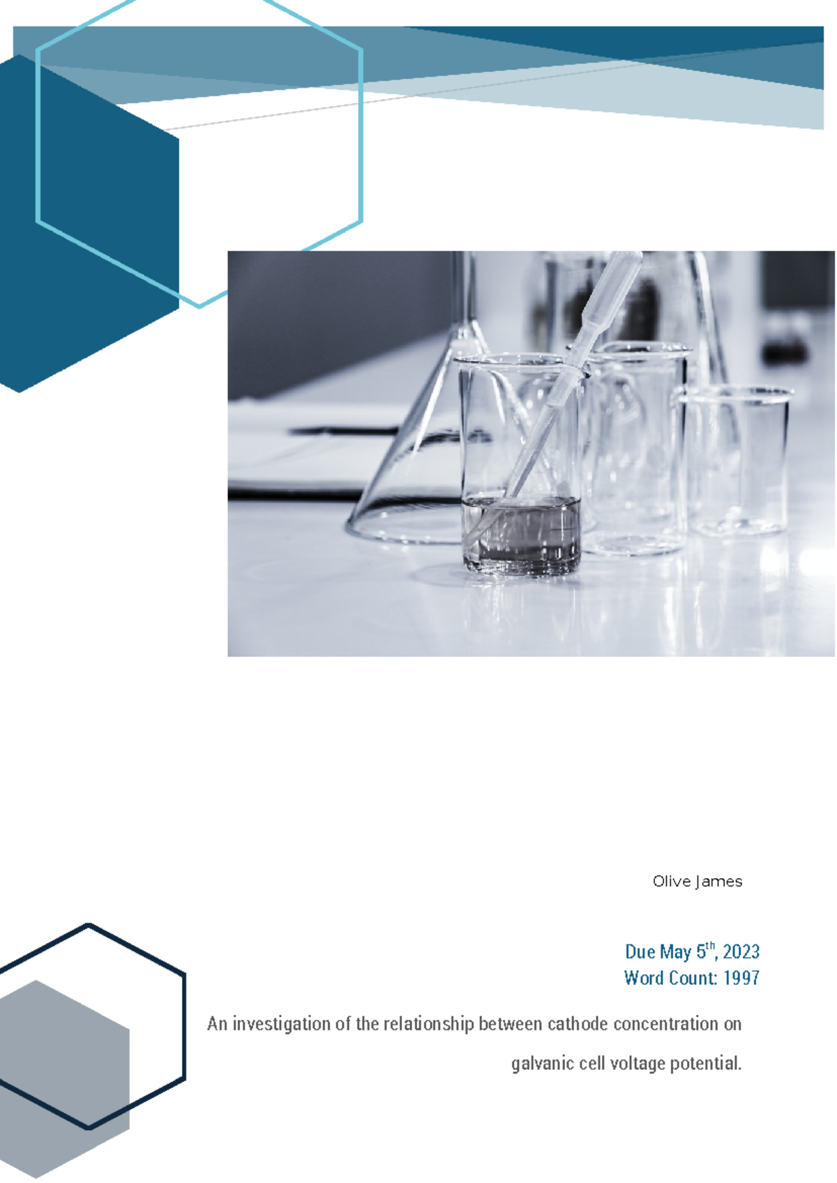 Chemistry IA2 Final 20:20 - Olive James An investigation of the ...
