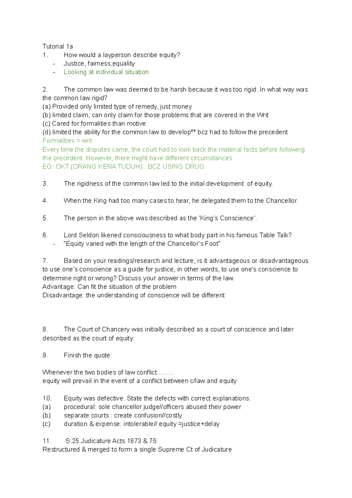 Equity & Trusts Tutorial - Tutorial 1a How would a layperson describe ...