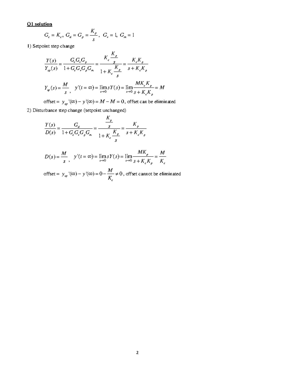 Assignment 4 sol - solutions - Q1 solution Gc Kc , Gd G p Kp s , Gv 1 ...