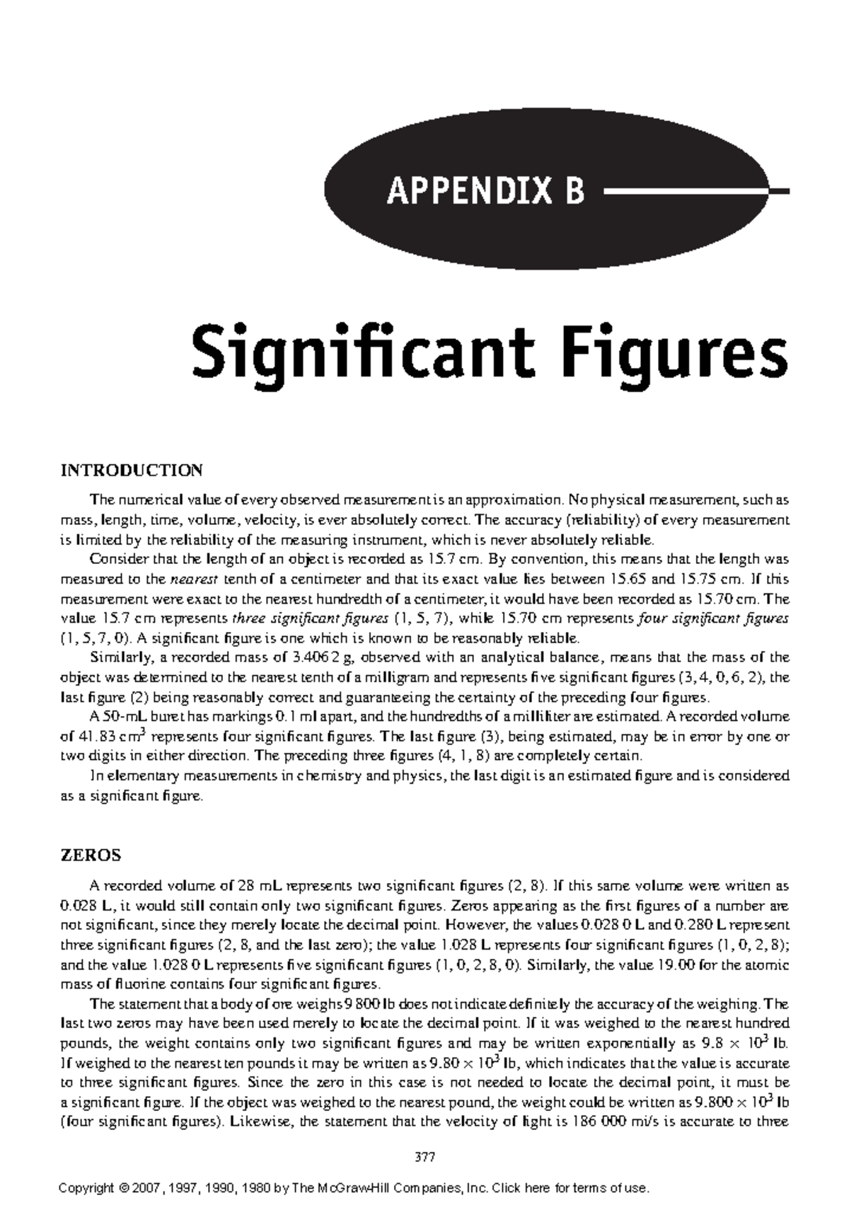 Applied Chemistry B - Significant Figures - APPENDIX B Significant ...