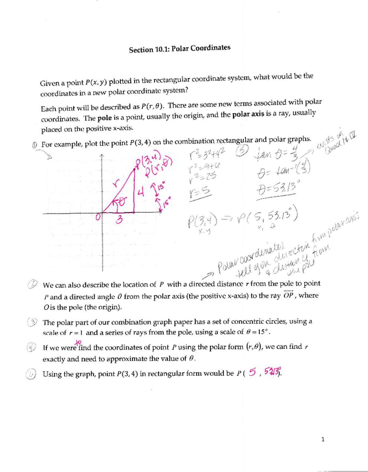 Section 10.1 Notes - This lecture is about polar coordinates and how to ...