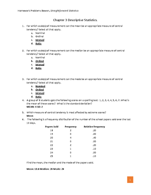 Homework Problems Chapter 2 - Homework Problems Bowen, Straightforward ...