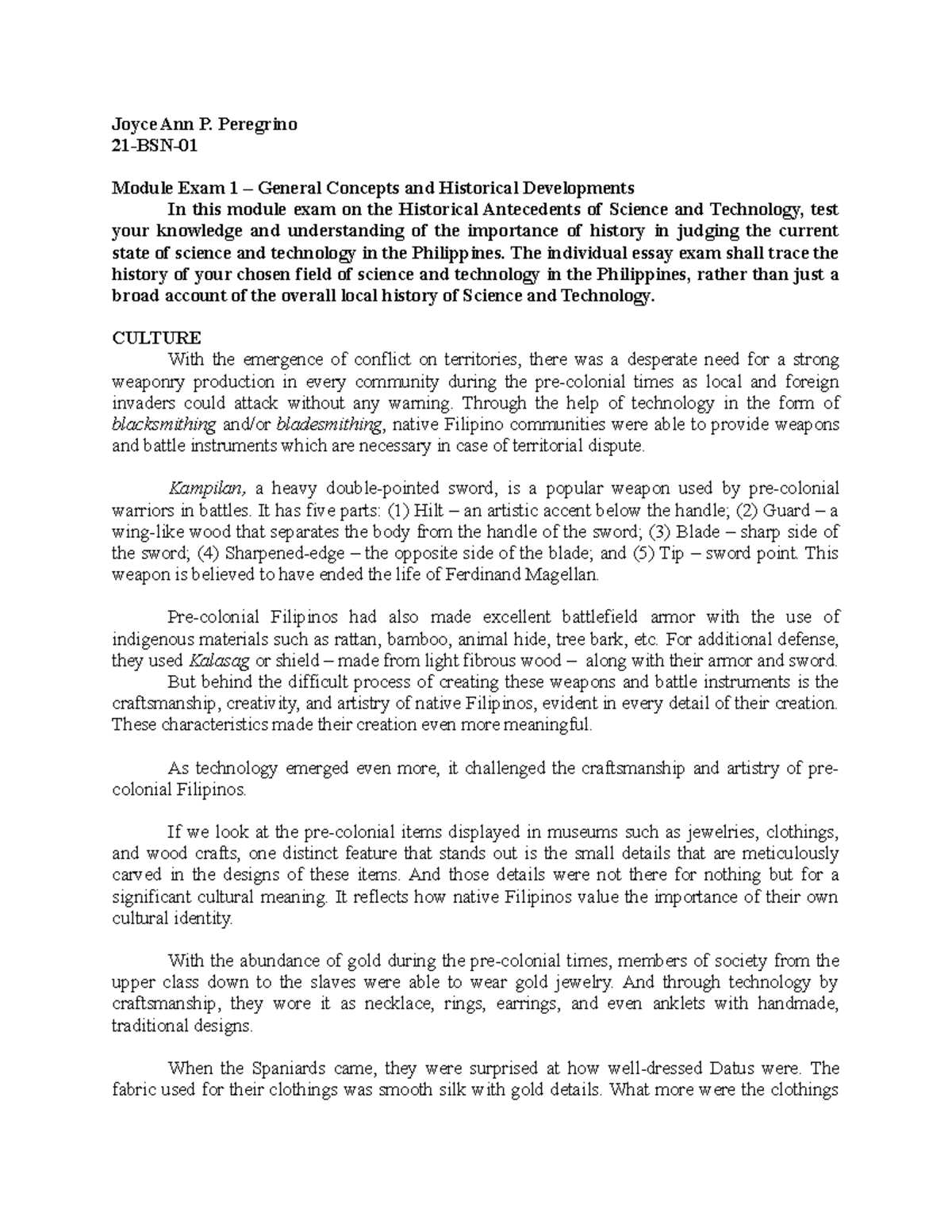 Module Exam 1 – General Concepts and Historical Developments - BSCE-BS ...