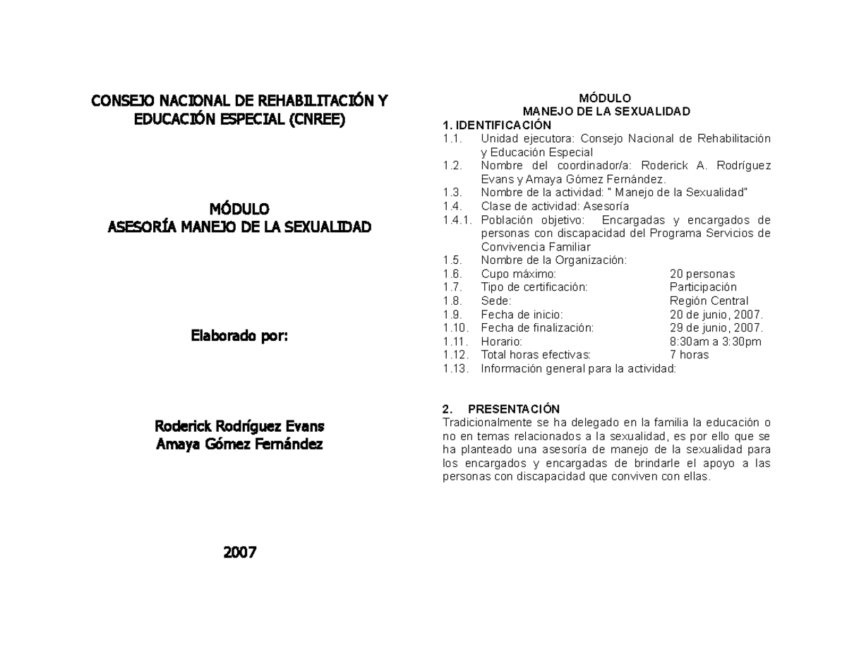 Manejo de la sexualidad - CONSEJO NACIONAL DE REHABILITACIÓN Y ...