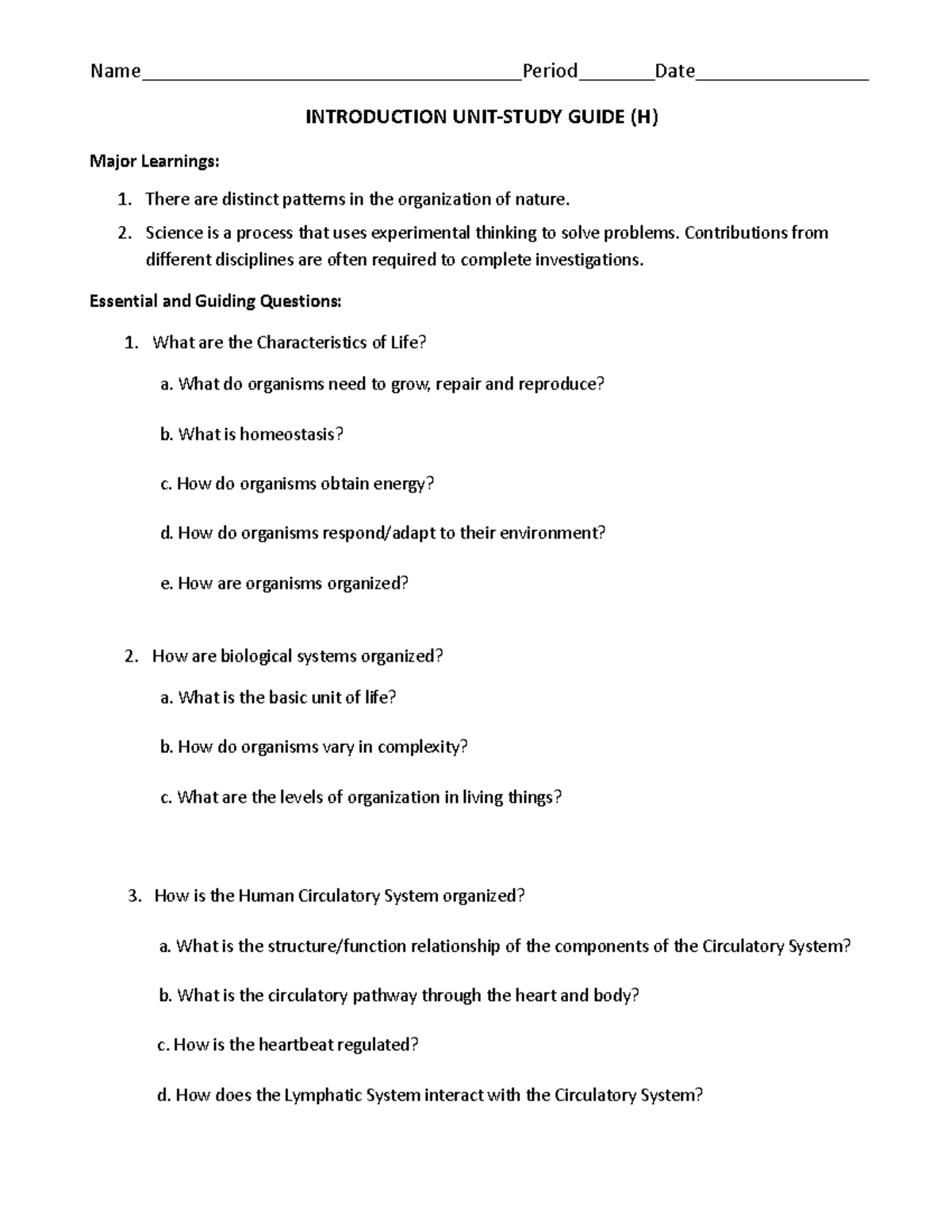 Unit 1-Study Guide (2022) - Name___________________________________Period_______Date ...