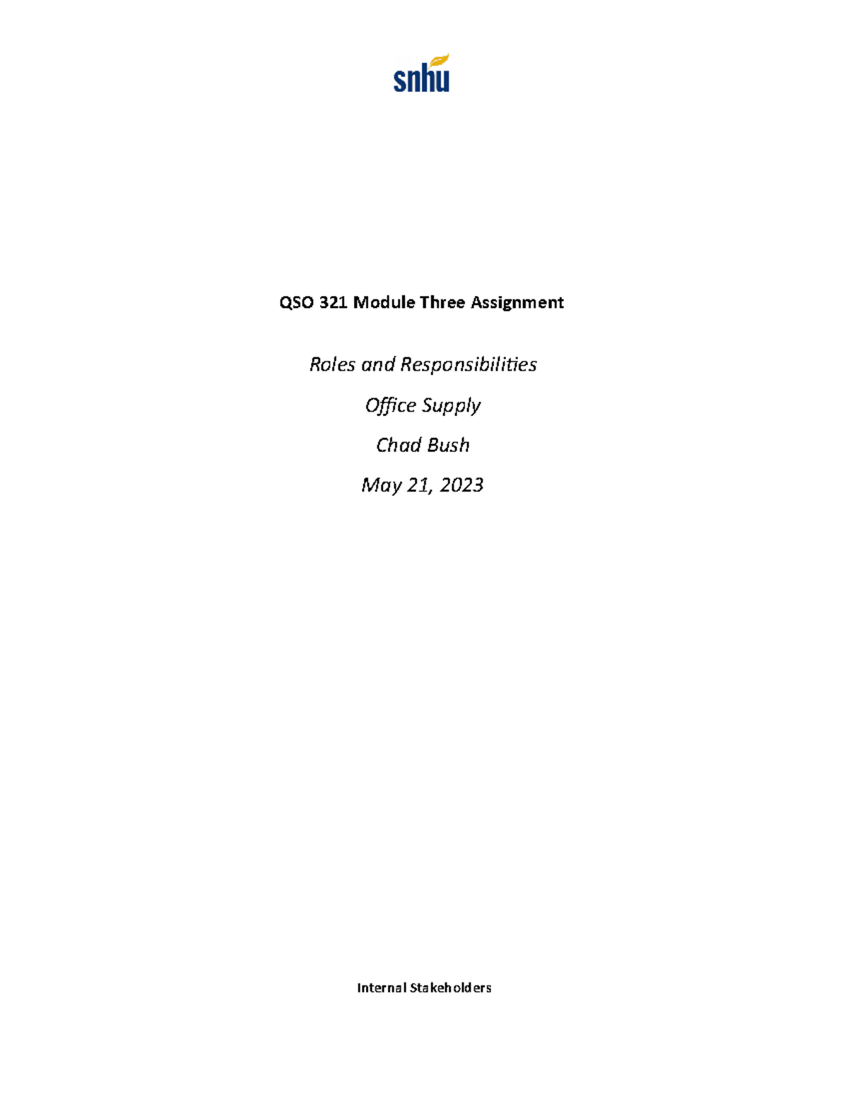 QSO 321 Module Three Assignment - QSO 321 - SNHU - Studocu