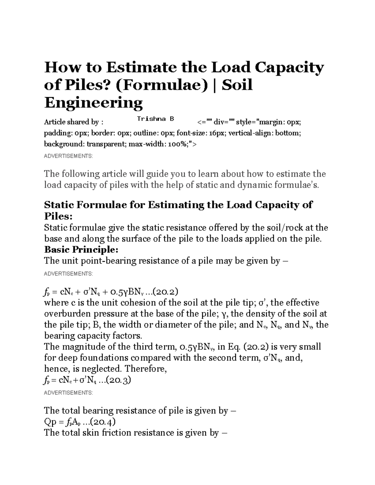 How to Estimate the Load Capacity of Piles - How to Estimate the Load Capacity of Piles ...