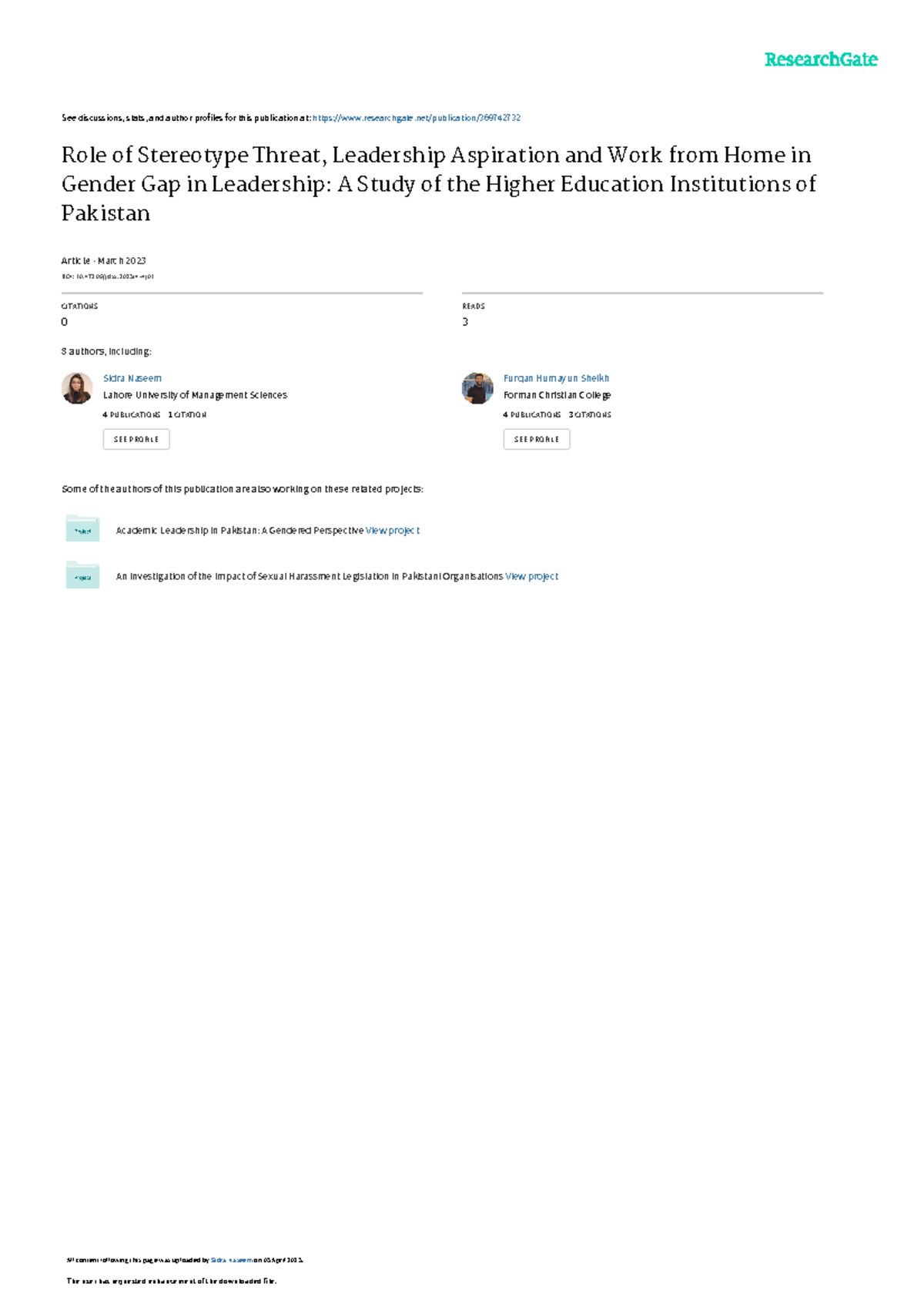 Role of stereo type threat 2C leadership - See discussions, stats, and ...