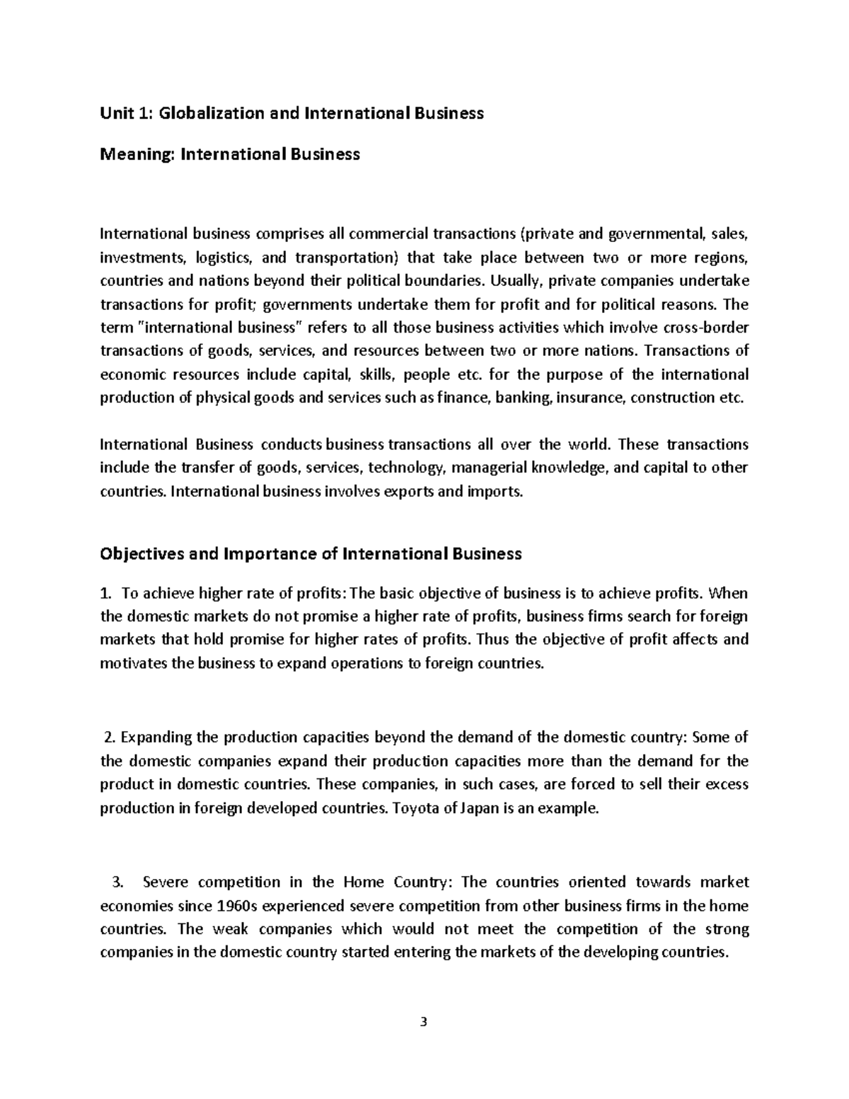 International Business Environment Text Book PDF - Unit 1 ...