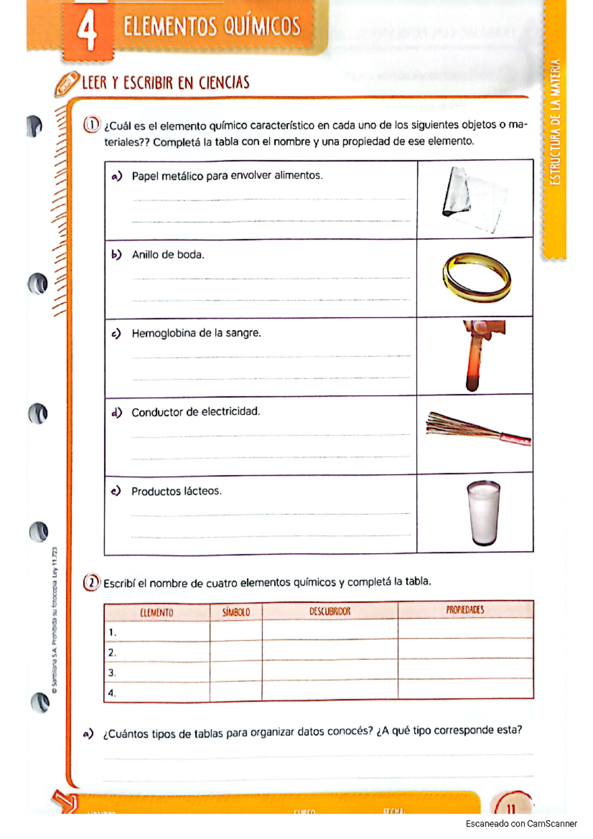 Actividades Tabla Periodica - 4 ELEMENTOS QUÍMICOS LEER Y ESCRIBIR EN ...