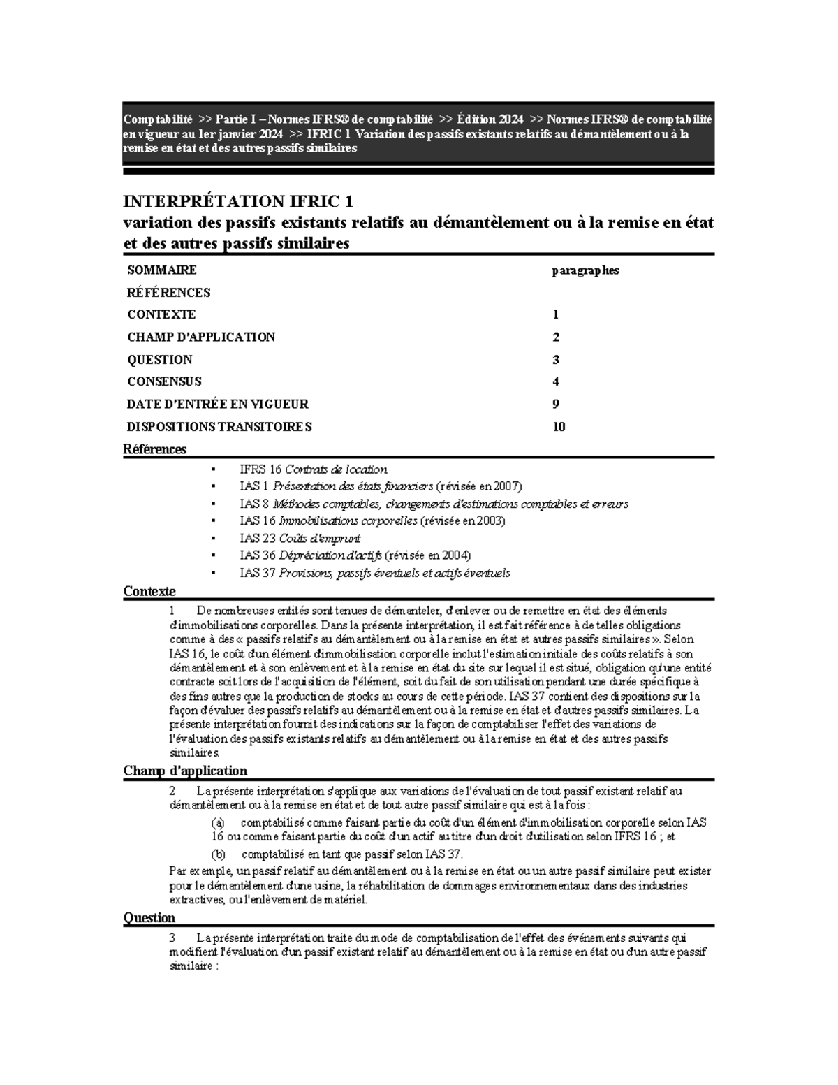 Normes Ifric 1 2024 - Comptabilité >> Partie I – Normes IFRS® de ...