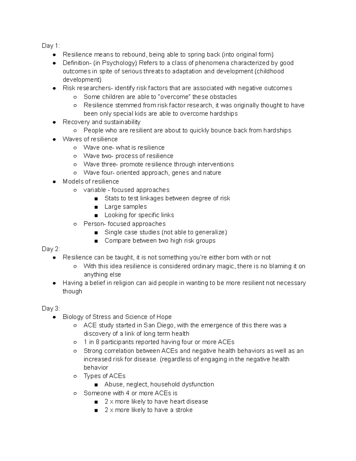 CSP 150 notes - Day 1: Resilience means to rebound, being able to ...