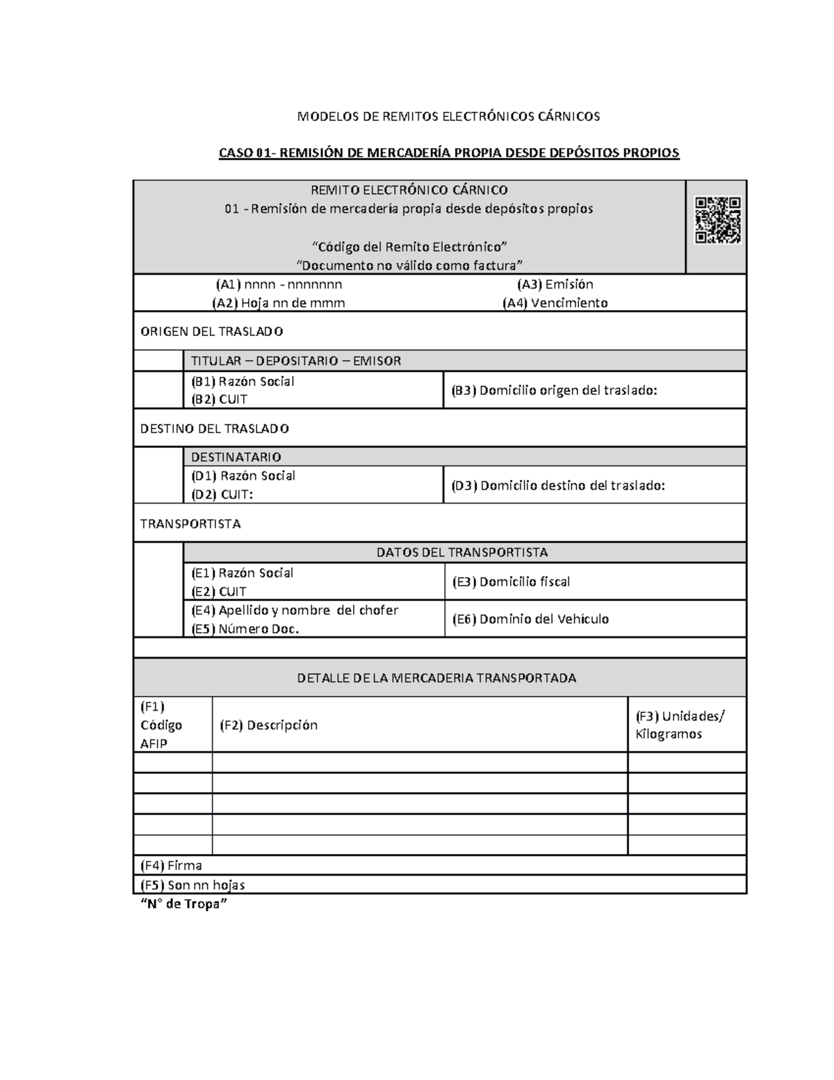 Modelos Remito Electr Carnicos-1-2 - MODELOS DE REMITOS ELECTRÓNICOS CÁRNICOS CASO 01- REMISIÓN ...