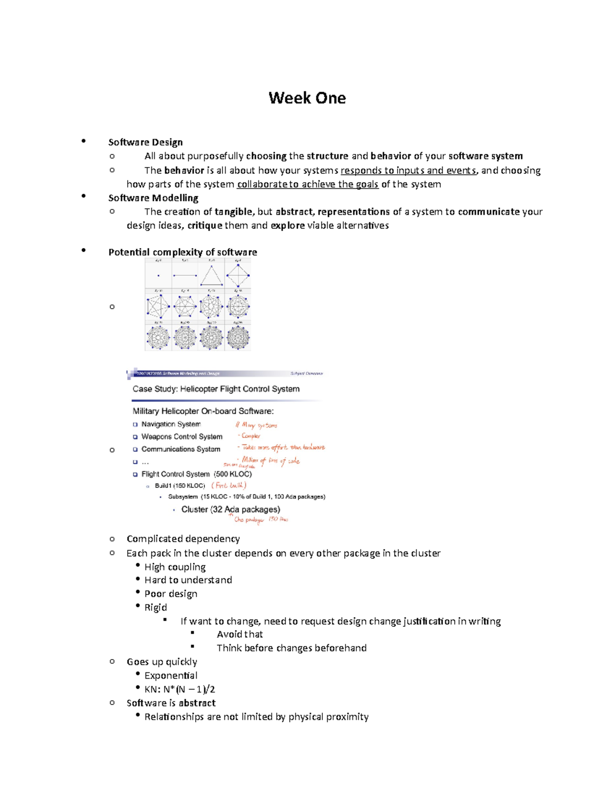 Week 1&2 notes - Week One Software Design o - Studocu