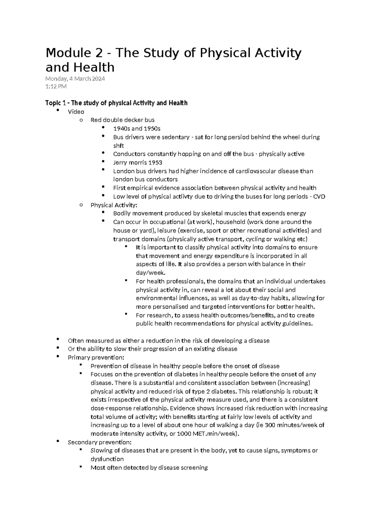 Module 2 - The Study of Physical Activity and Health - It also provides ...