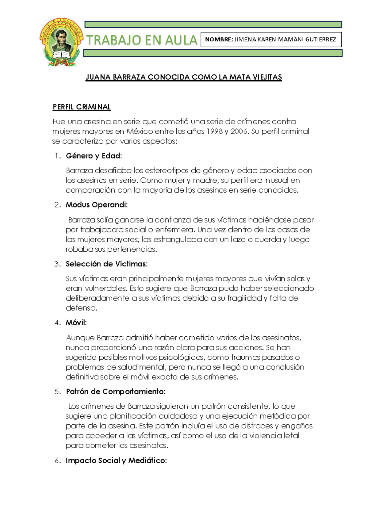 Perfil Criminal DE Juana Barraza Conocida COMO LA MATA Viejitas - JUANA ...