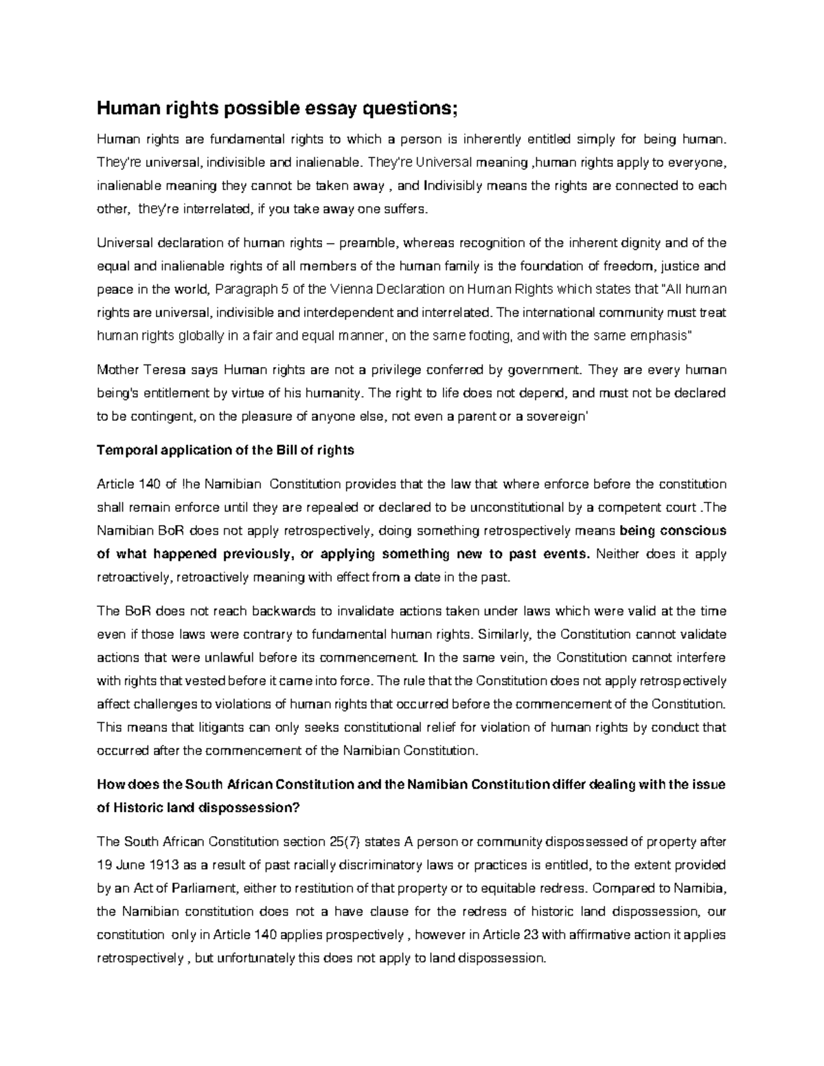 Human rights possible essay questions to print - Human rights possible ...