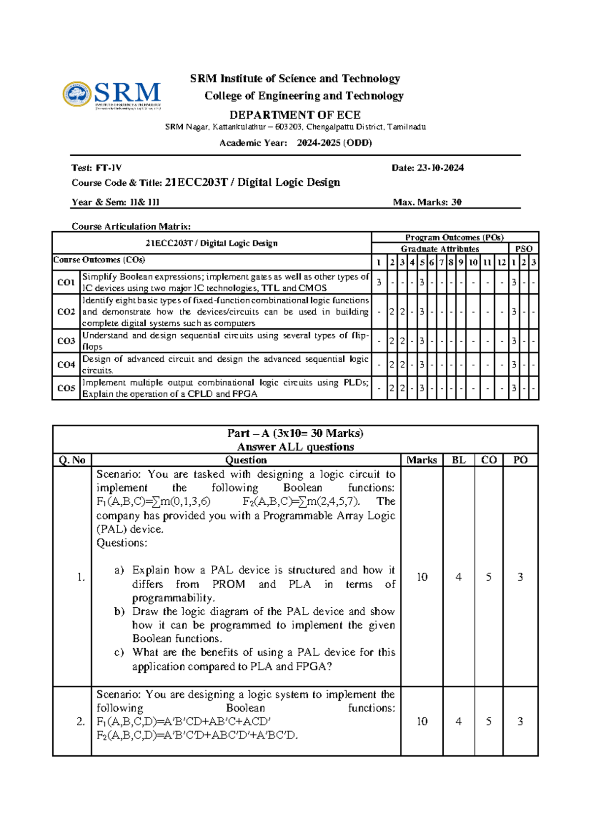 Case study Unit V - SRM Institute of Science and Technology College of ...