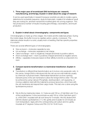 Lab Cheat Sheet - Cheat Sheet – Biochemistry Lab Final Experiment ...