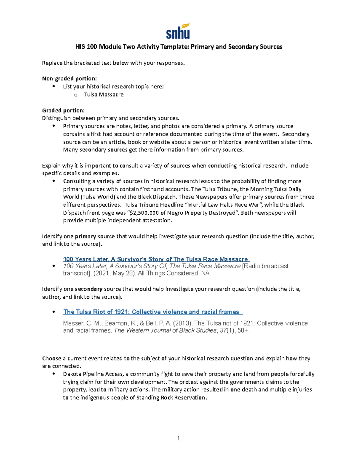 HIS 100 Module Two Activity Sources Template - HIS 100 Module Two ...
