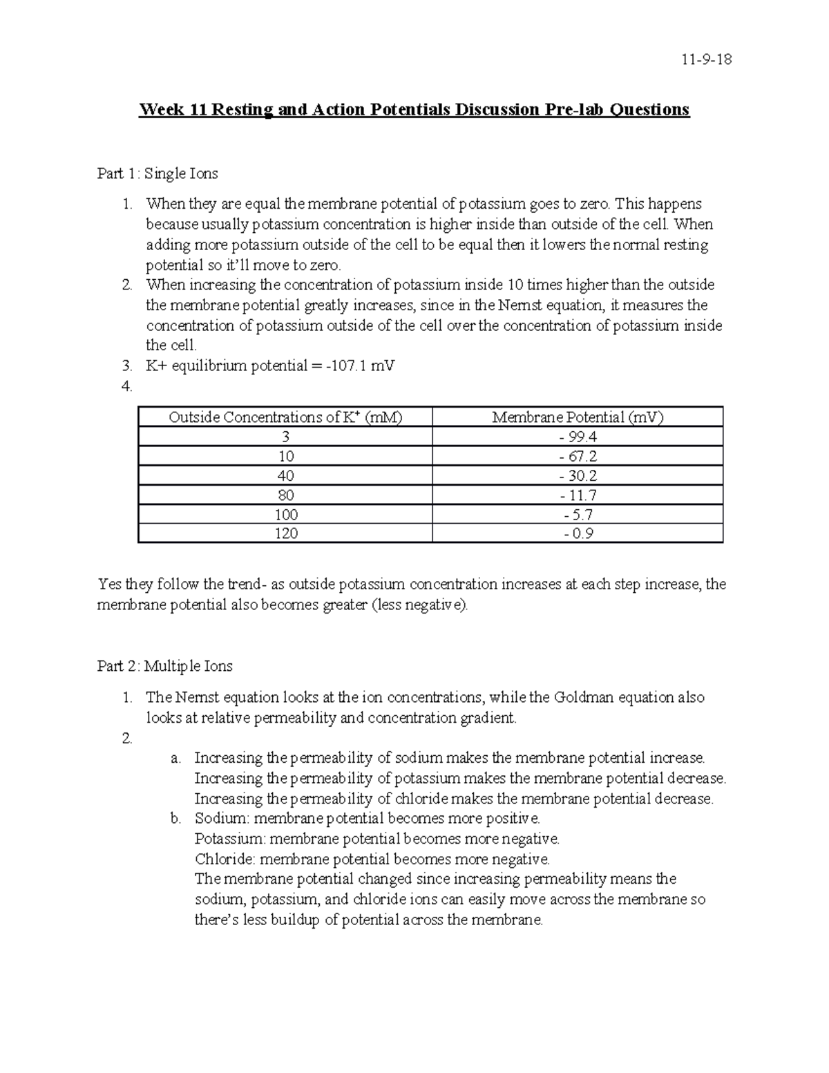 Week 11 Resting and Action Potentials Discussion Pre-lab Questions ... Week 11 Resting and Action Potentials Discussion Pre-lab Questions ...