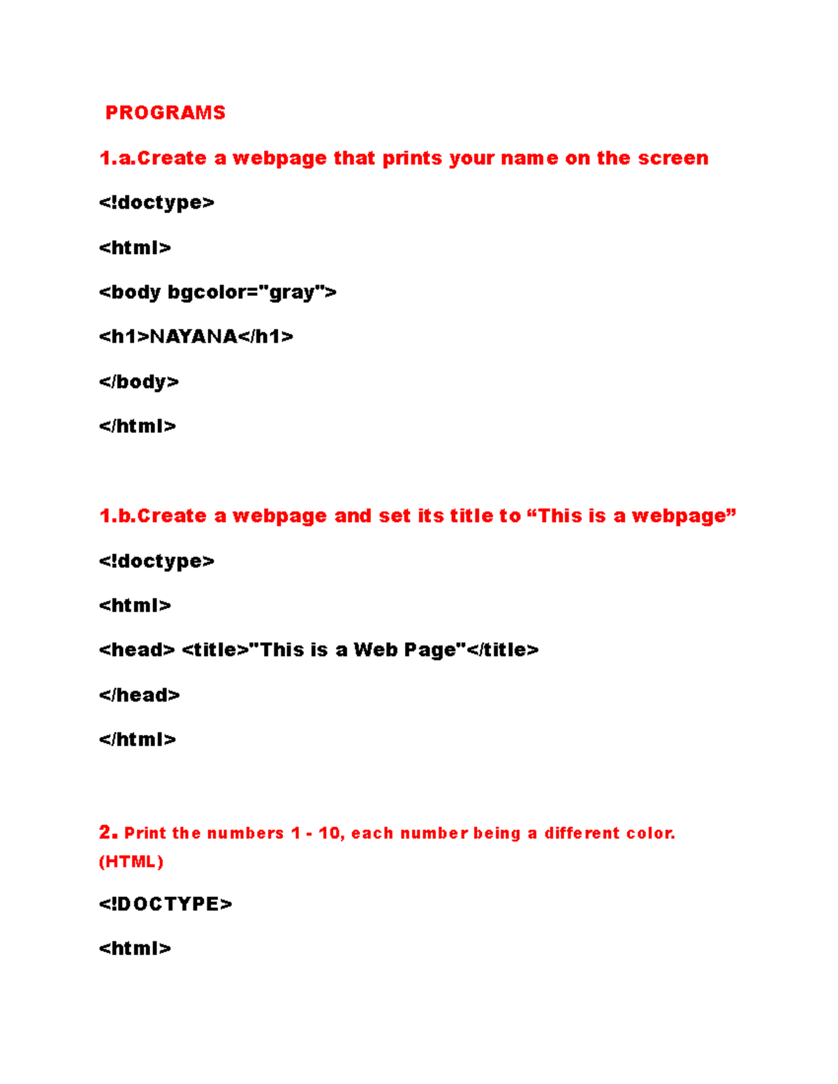 Web Technology programs - PROGRAMS 1.a a webpage that prints your name ...