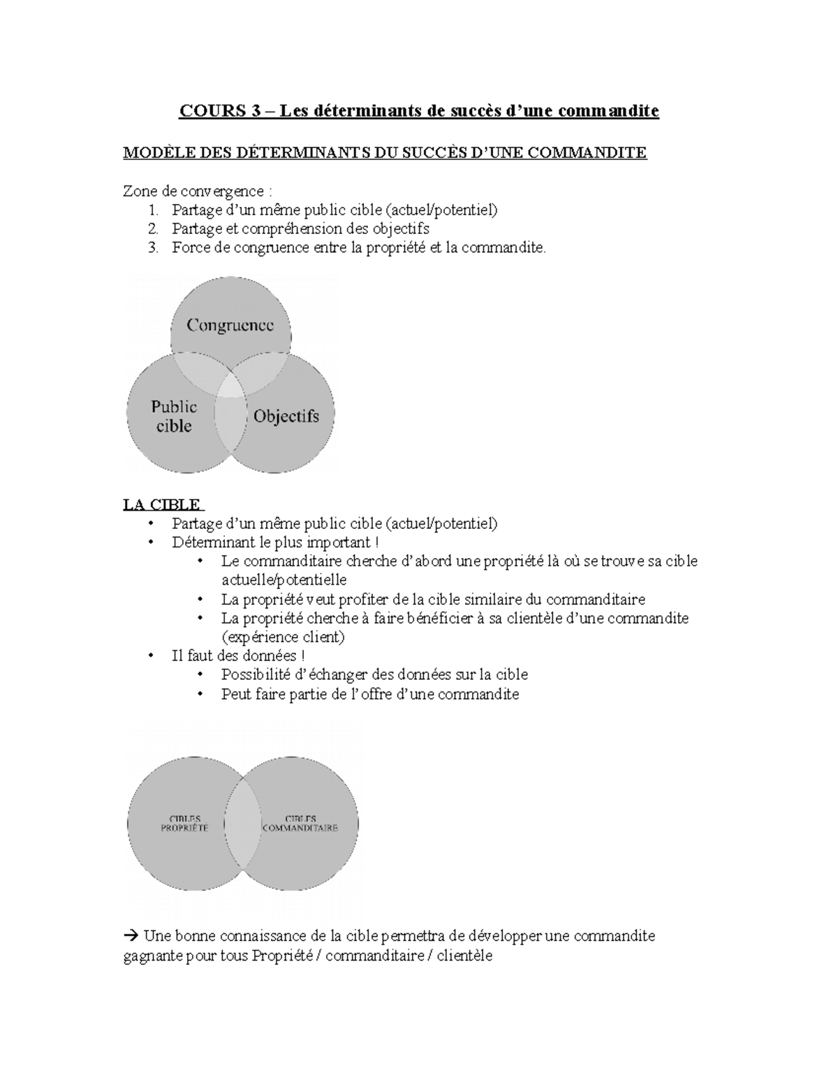 Cours 3 – Les déterminants de succès d’une commandite - COURS 3 – Les ...