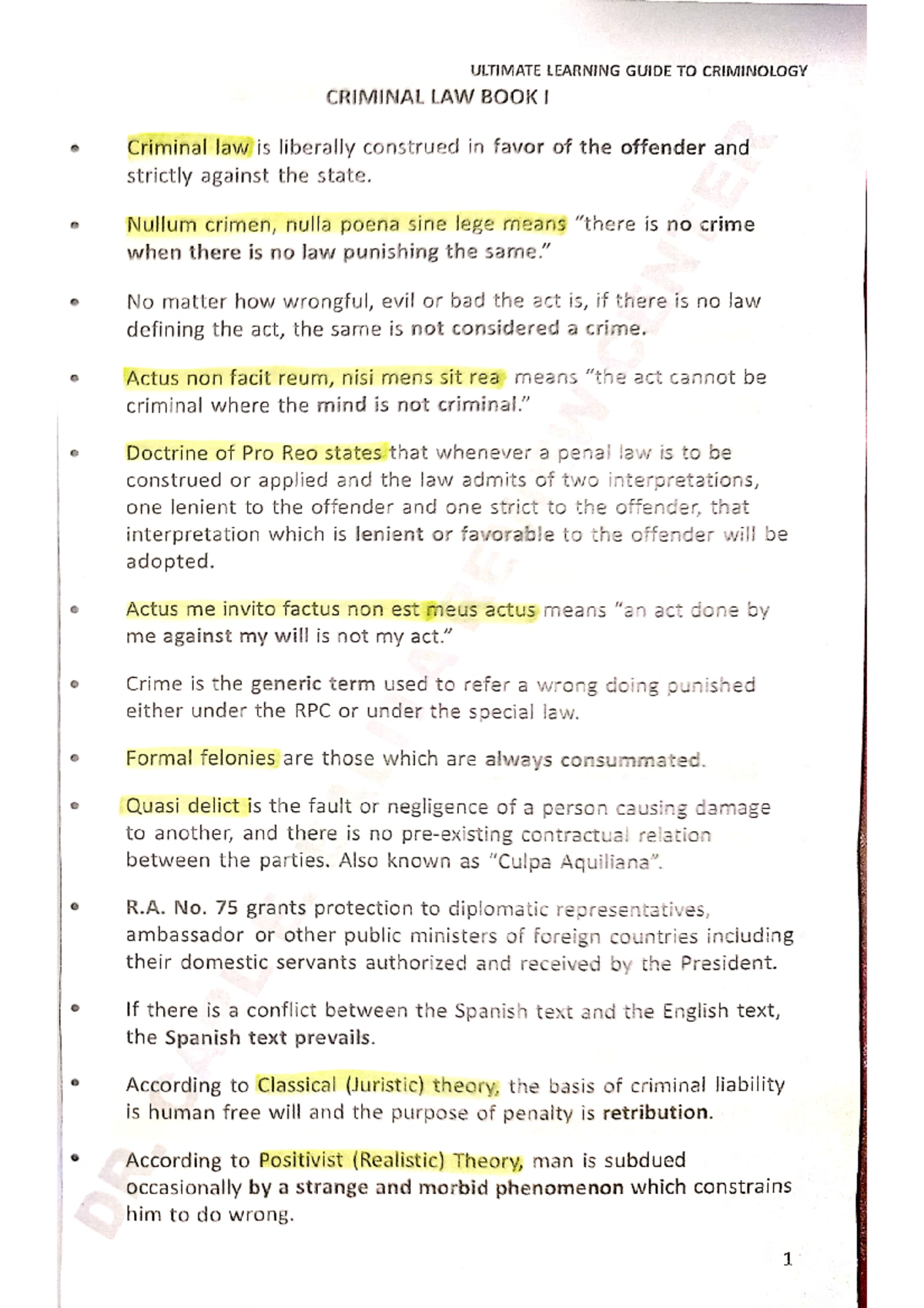 Criminal LAW BOOK 1 - Reviewer for Exam - Criminal Justice - Studocu