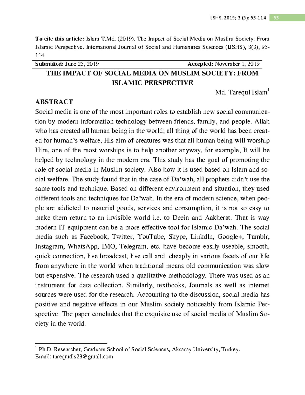 THE Impact OF Social Media ON Muslim Society FROM Islamic Perspective ...