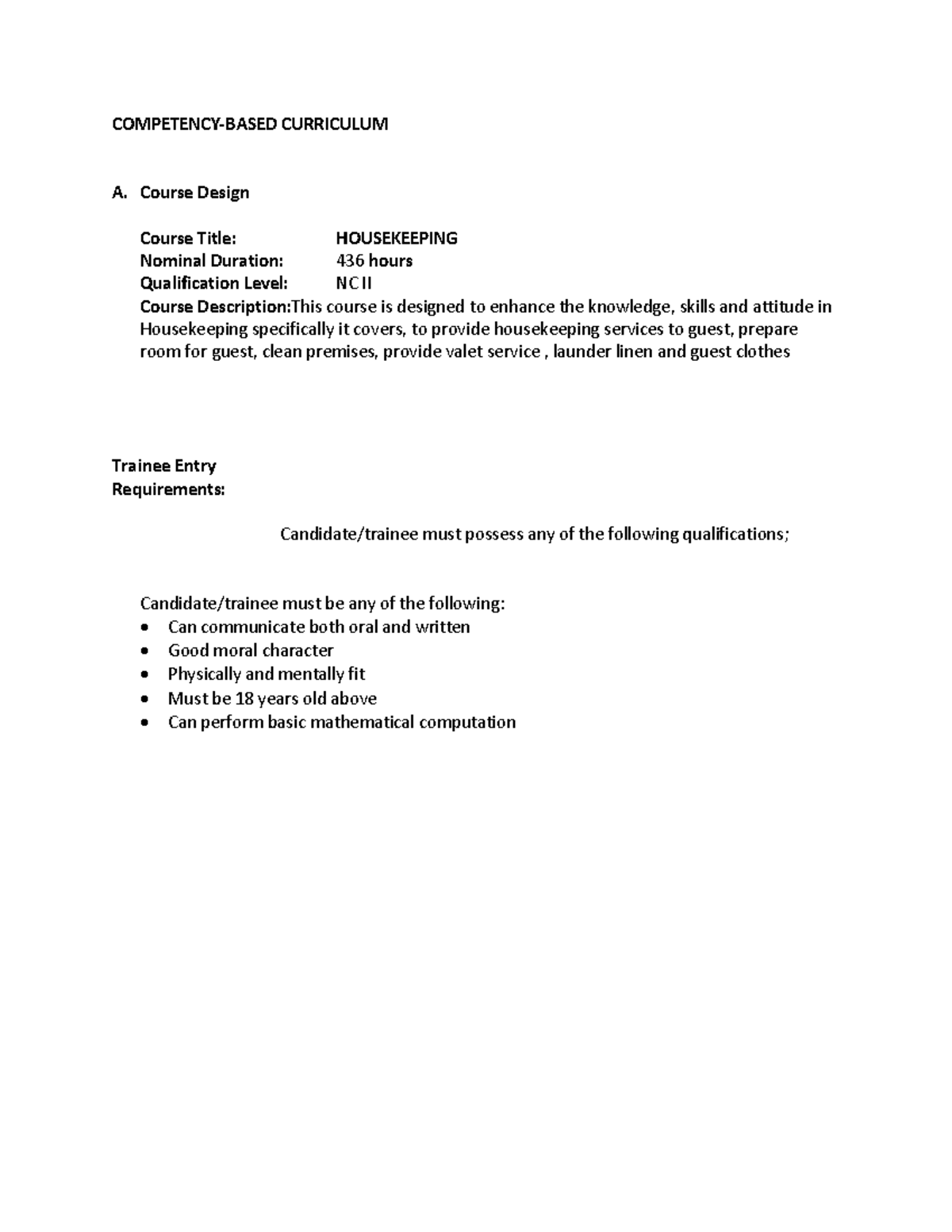 Hk new cbc - cbc - COMPETENCY-BASED CURRICULUM A. Course Design Course ...