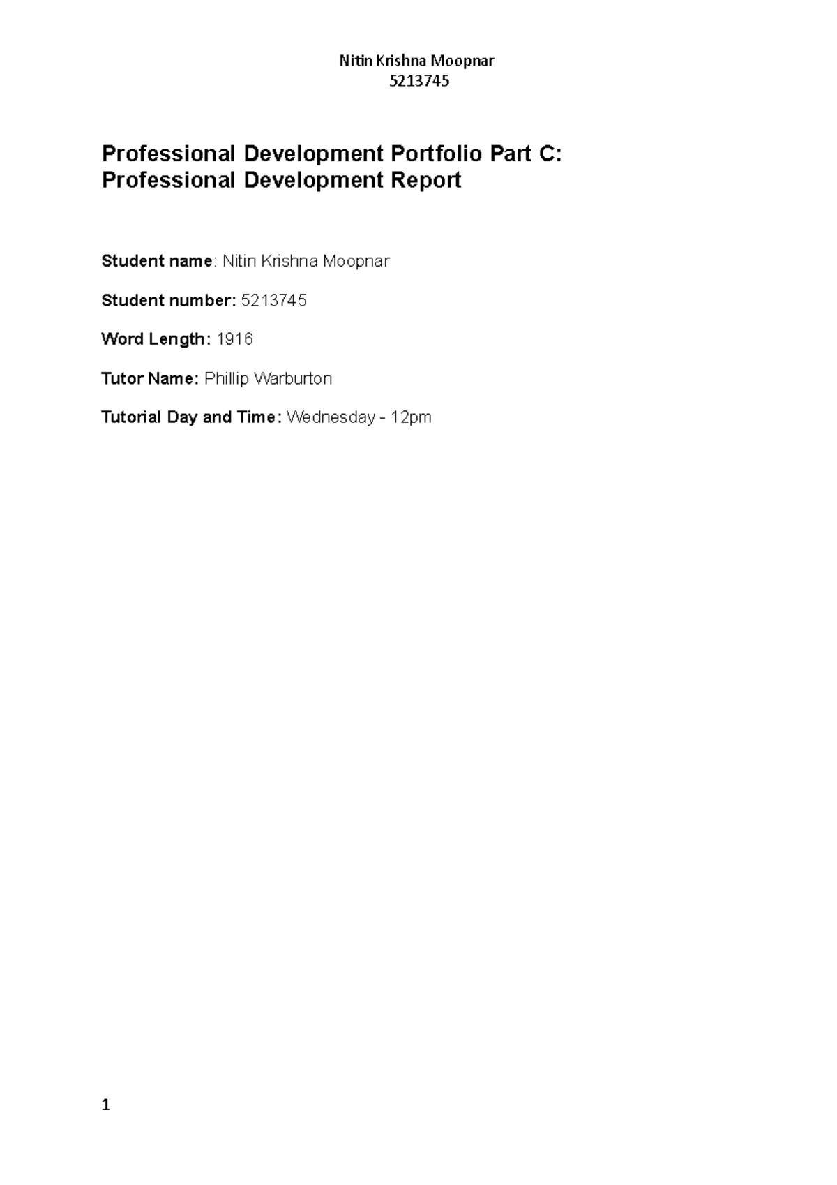 MGMT Professional Development Report - Through various experiences, an ...