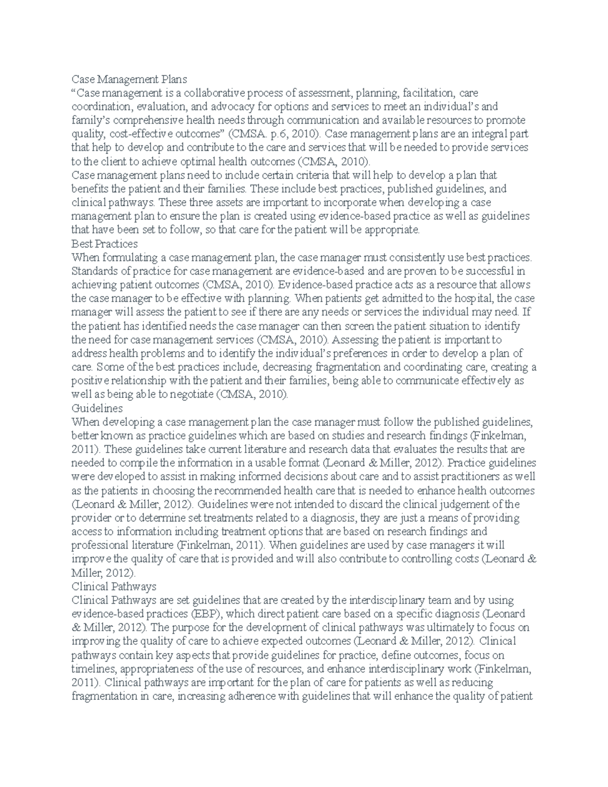 Cardoza Case Management - Case Management Plans “Case management is a ...