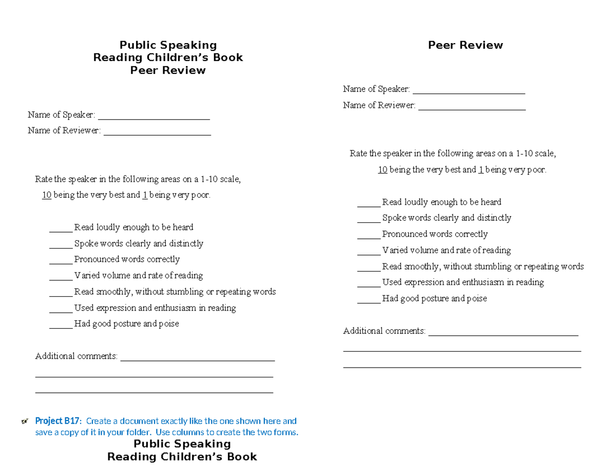Word-17-columns - Public Speaking Reading Children’s Book Peer Review ...