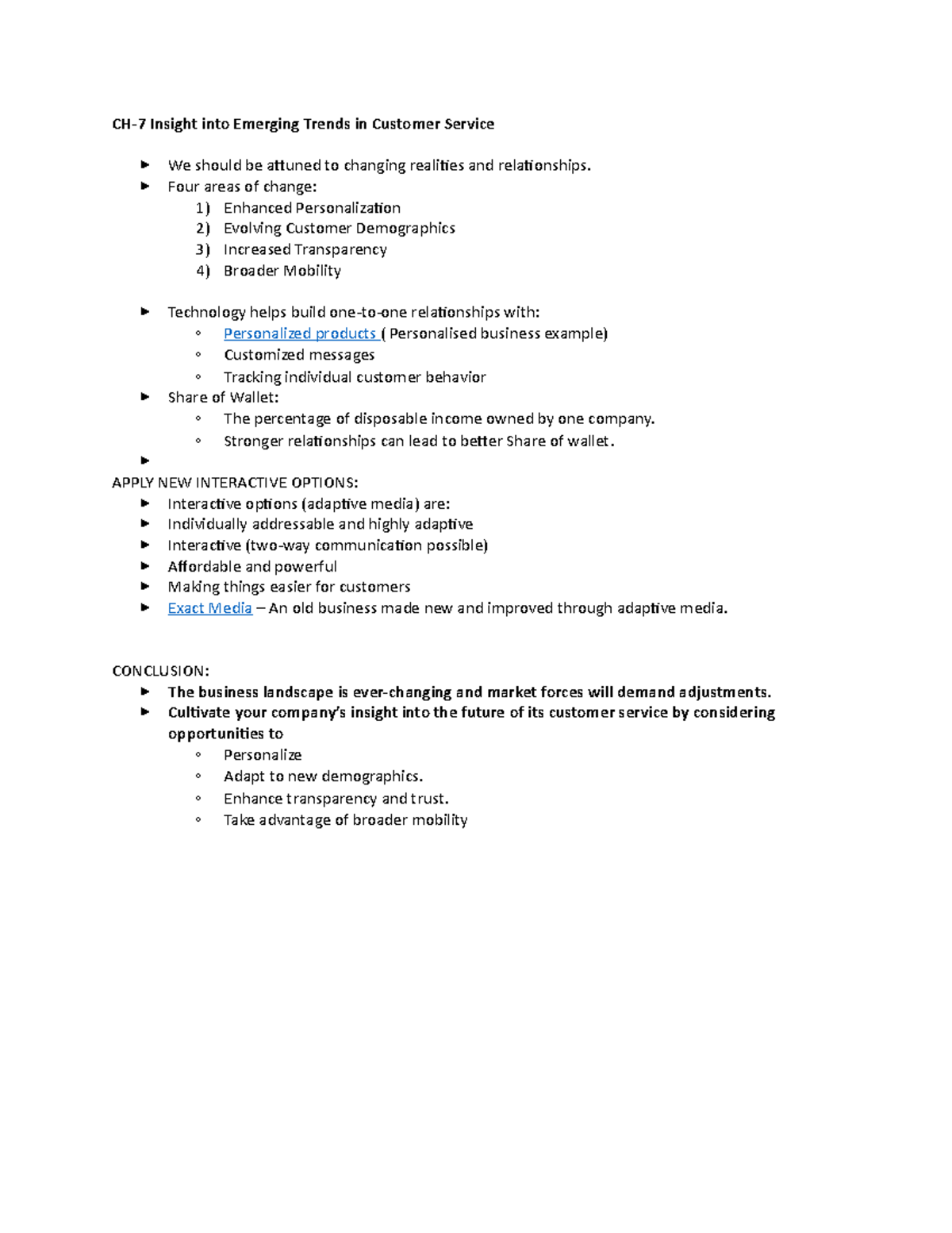 CSS300 Notes CH-6 - CH-7 Insight into Emerging Trends in Customer ...