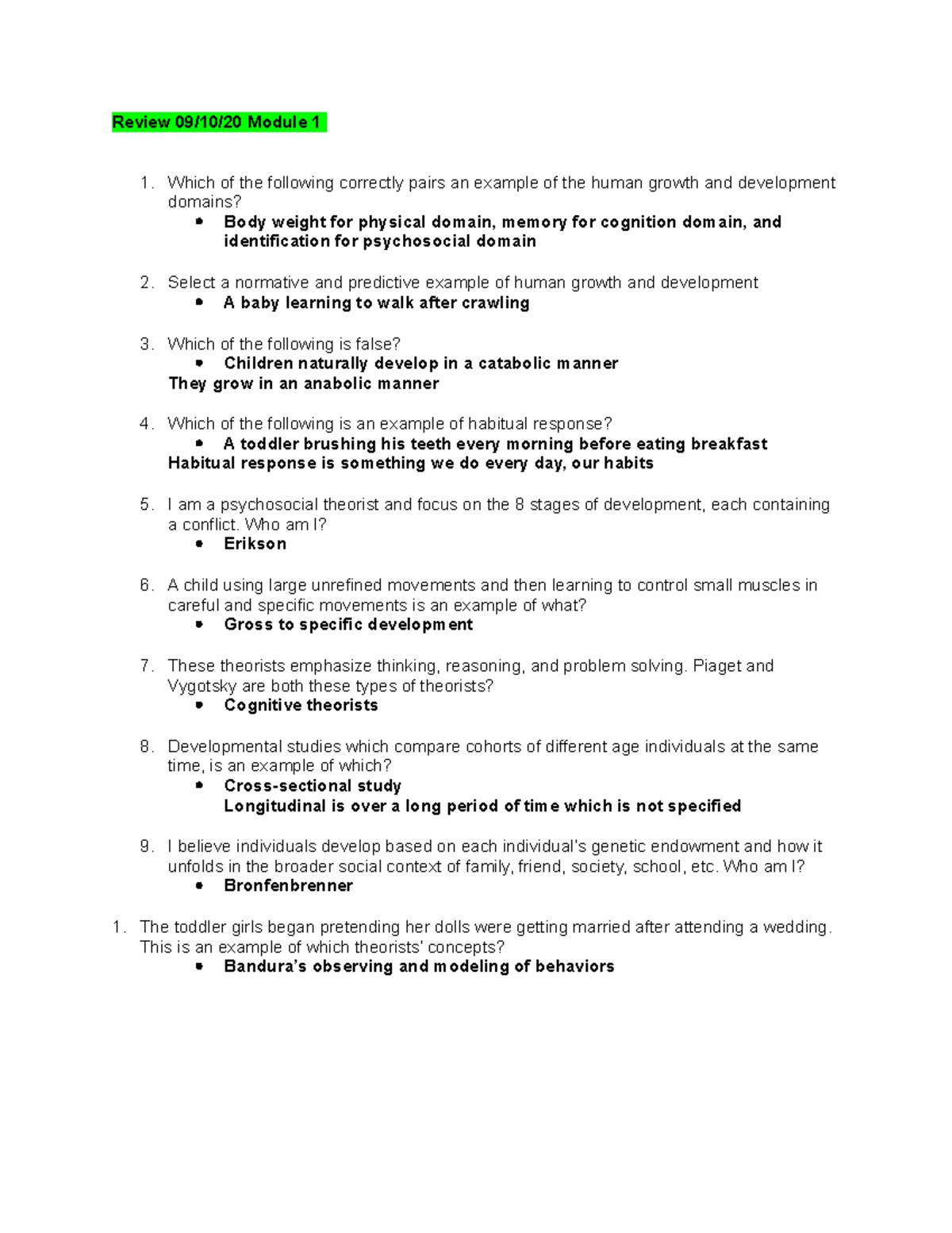 Review classes - Review 09/10/20 Module 1 Which of the following ...