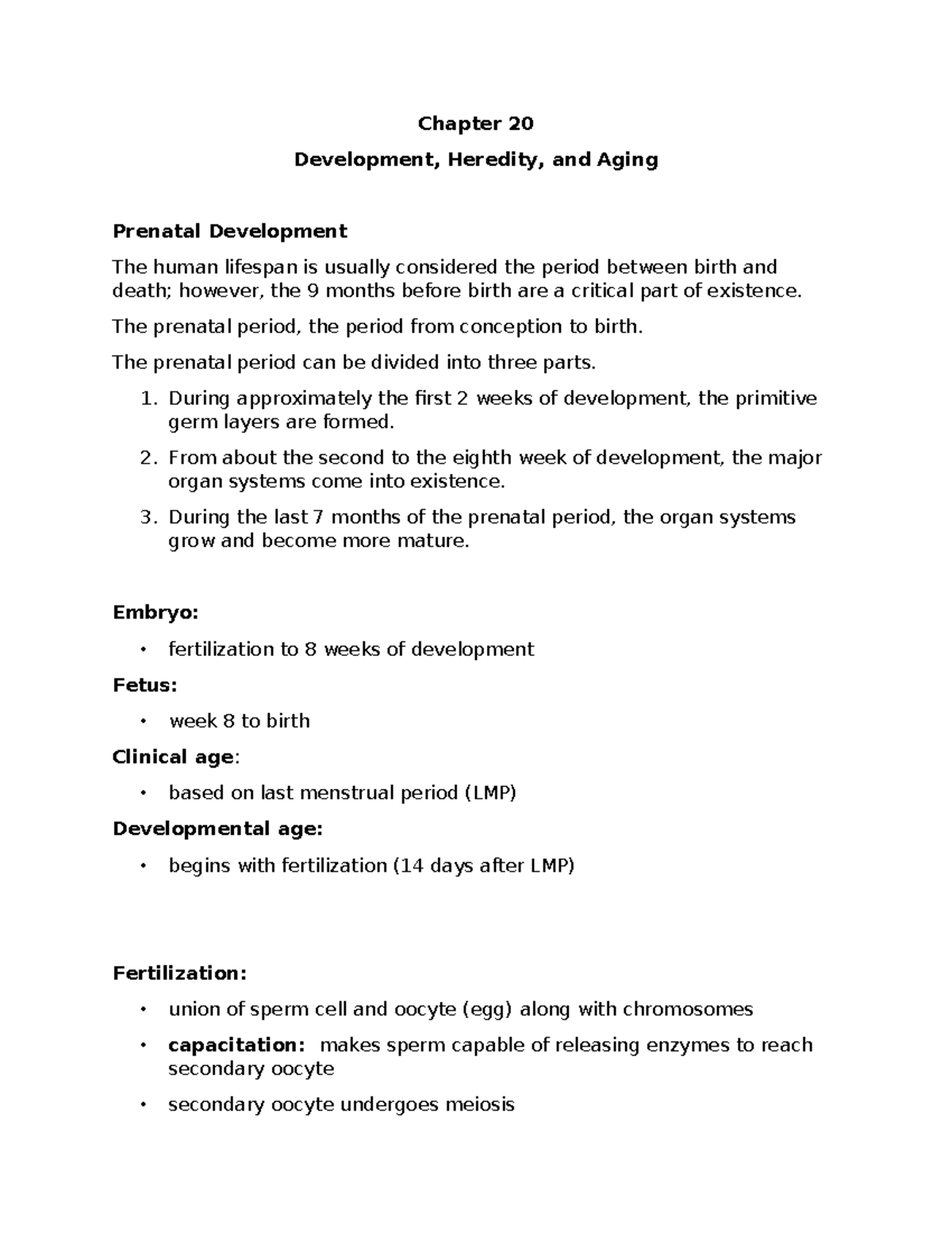 Handouts Finals CH 20 - Anatomy and Physiology - Chapter 20 Development ...
