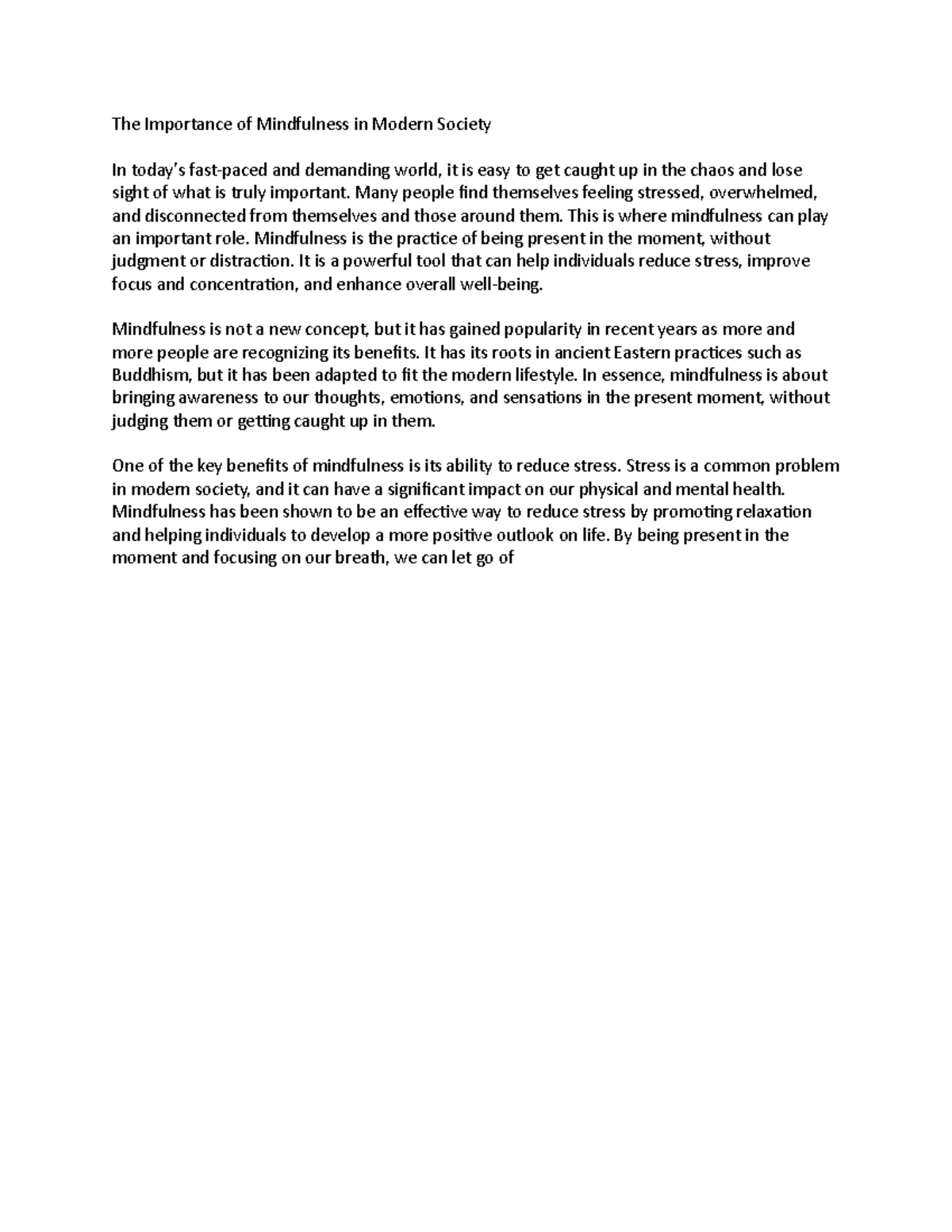 The Importance of Mindfulness in Modern Society - Many people find ...
